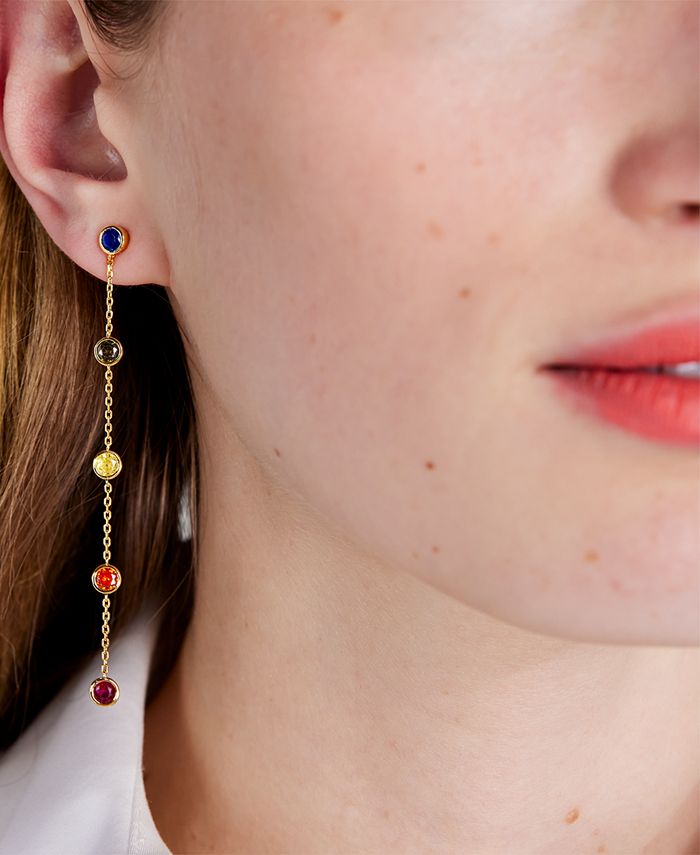 kate spade new york Gold-Tone Multicolor Crystal Chain Linear Drop ...