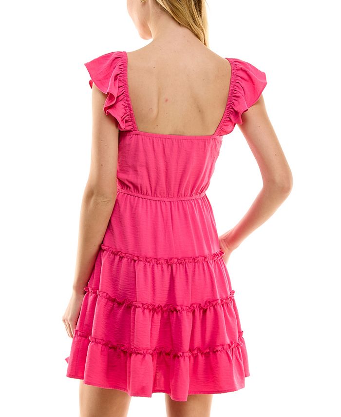 City Studios Juniors' Flutter-Sleeve Ruffled Dress - Macy's