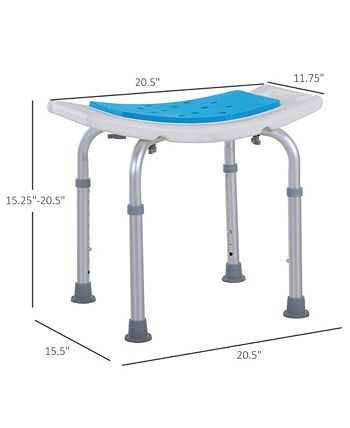 HOMCOM Adjust Aluminum Bath Stool Spa Shower Chair Non-Slip w/ Shower ...