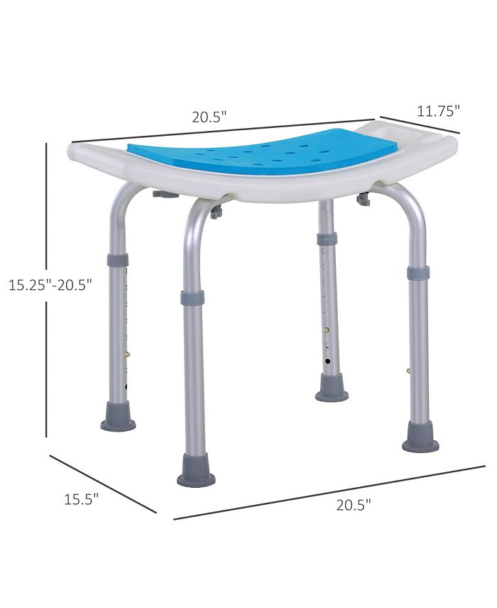 HOMCOM Adjust Aluminum Bath Stool Spa Shower Chair Non-Slip w/ Shower ...
