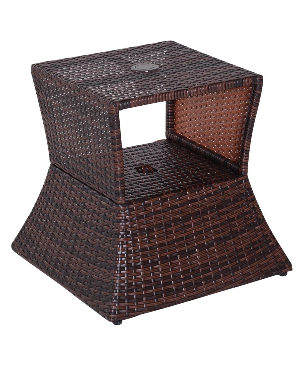 Click here for Outsunny Rattan Wicker Side Table with Umbrella Ho... prices