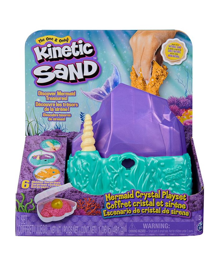 Kinetic Sand Mermaid Crystal Playset, Gold Shimmer Sand, Storage and ...