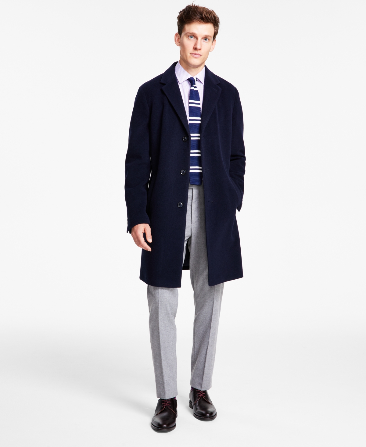 Click here for Tommy Hilfiger Mens Addison Wool-Blend Trim Fit Ov... prices