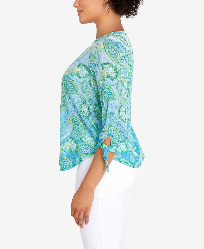 Ruby Rd. Petite Knit Parakeet Border Print Top - Macy's