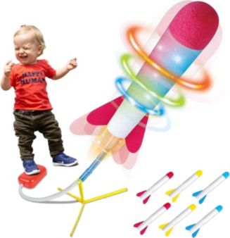 Play22usa Toy Rocket Launcher LED - Jump Rocket Set Includes 6 Rockets ...