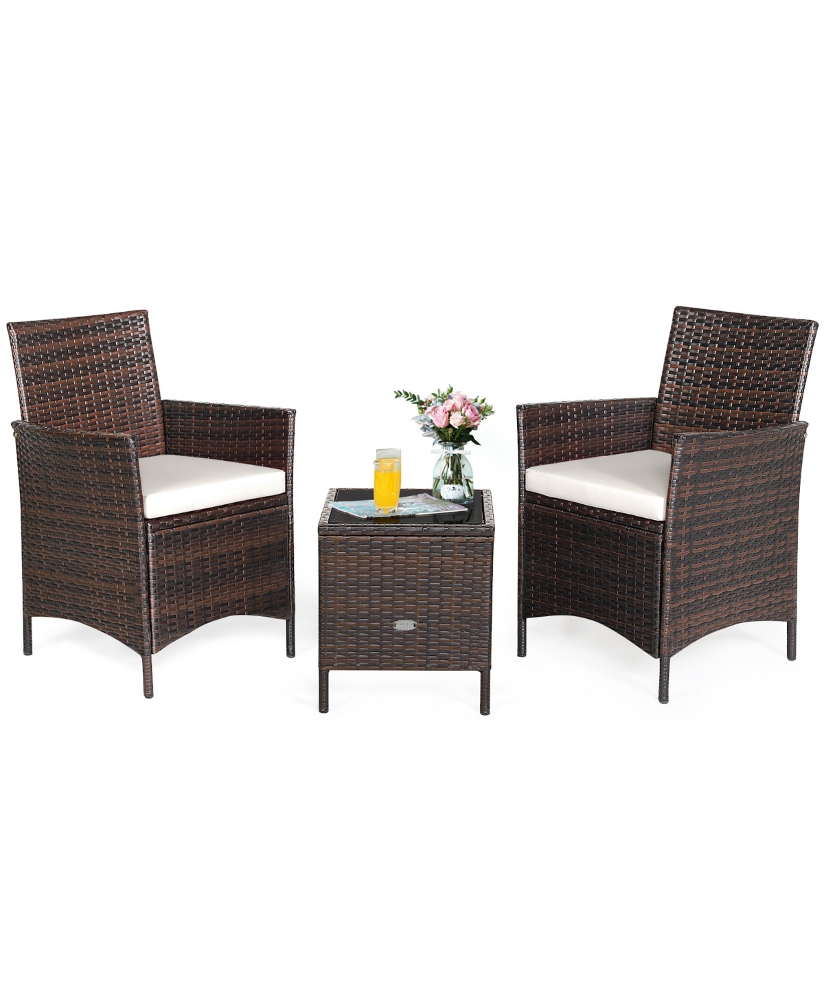 Click here for 3PCS Patio Rattan Furniture Set Cushioned Sofa Gla... prices