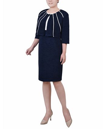 NY Collection Petite Two Piece Jacket and Dress Set - Macy's
