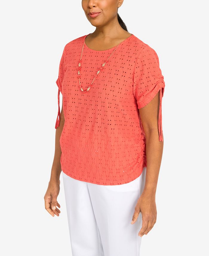 Alfred Dunner Petite Drawstring Eyelet Top & Reviews - Tops - Petites ...