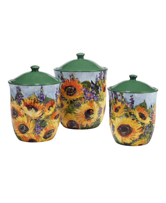 Certified International Sunflower Bouquet Canister Set 3-Pc - Macy's