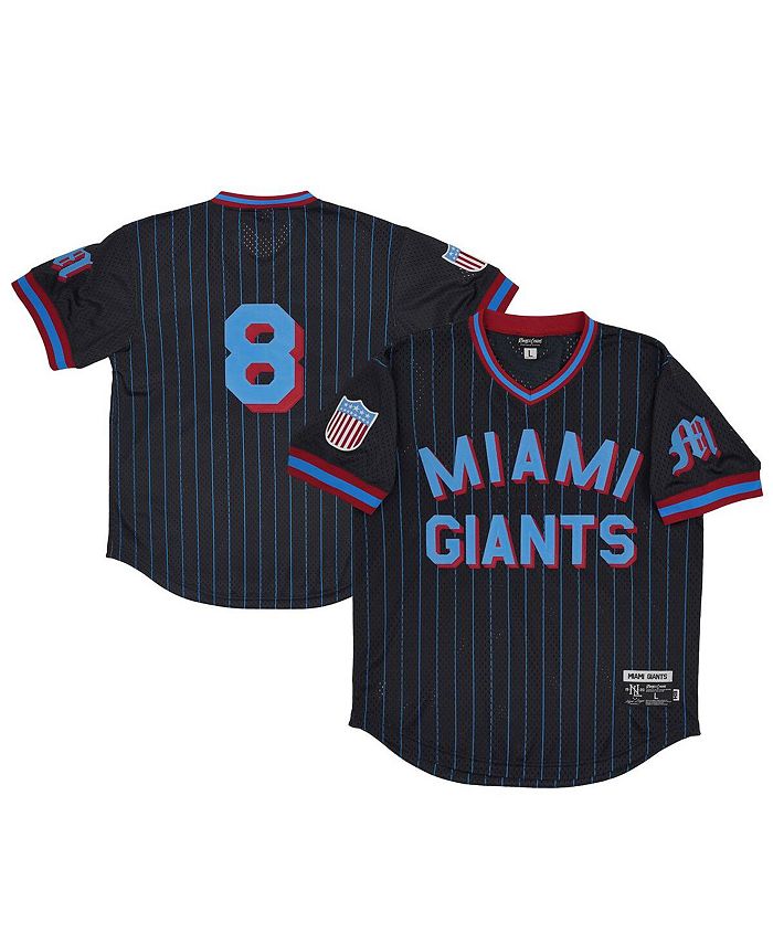 Rings & Crwns Men's #8 Black Miami Giants Mesh Replica V-Neck Jersey ...