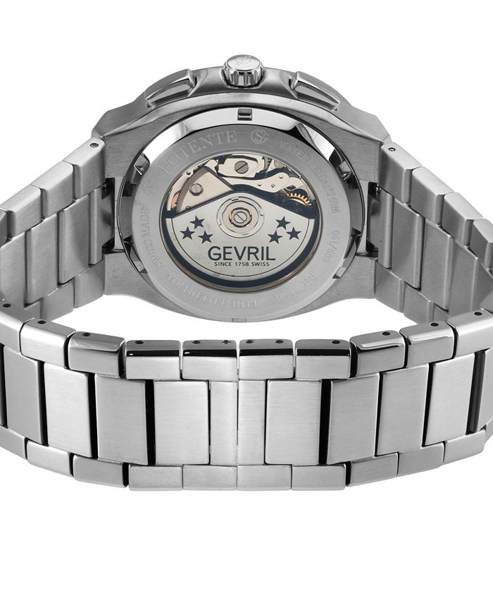 GV2 by Gevril Men's Potente Chronograph Swiss Automatic Silver-Tone ...