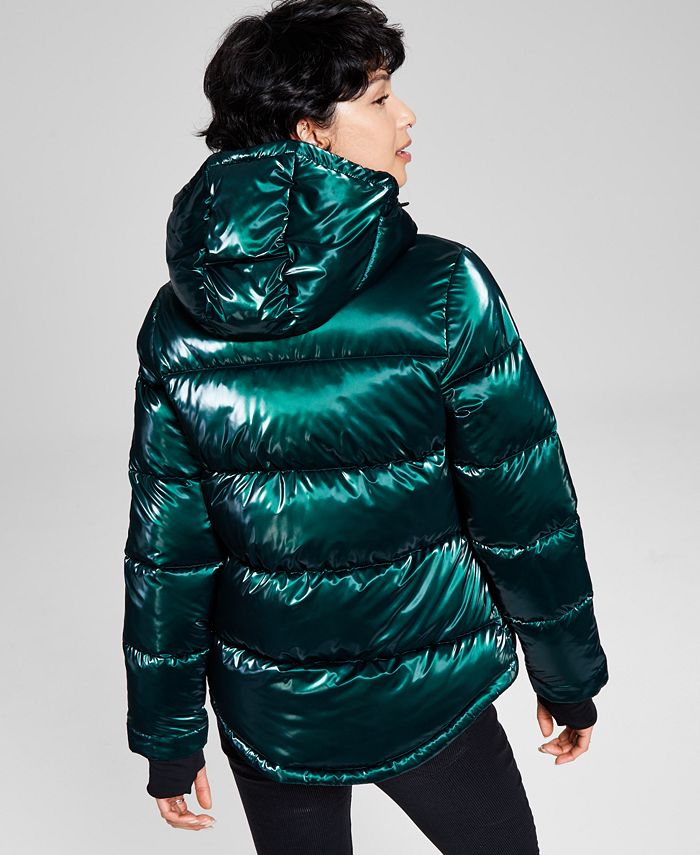 BCBGeneration Women's Hooded Thumbhole-Cuff Puffer Coat - Macy's