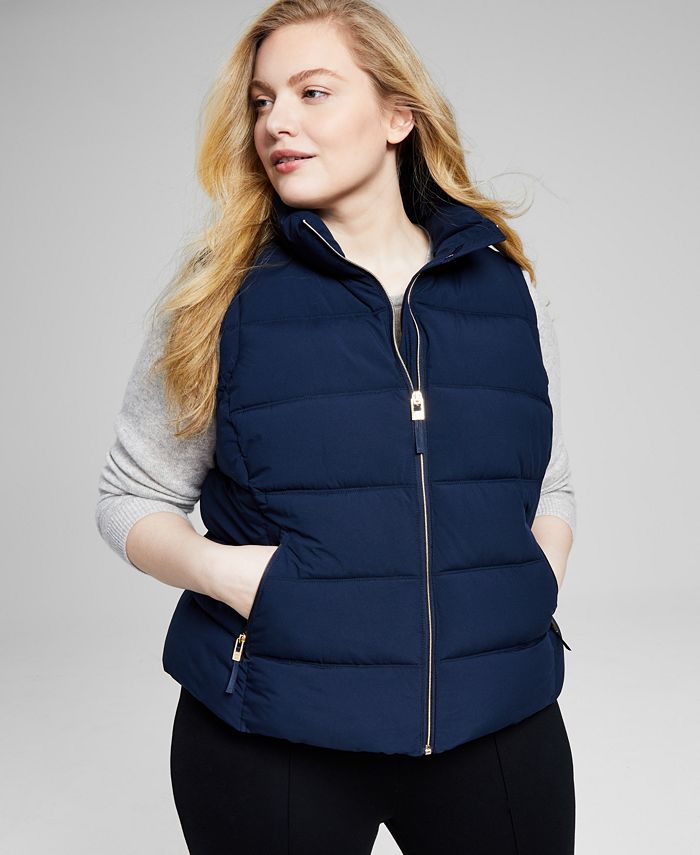 Tommy Hilfiger Women's Plus Size Stand-Collar Puffer Vest, Created for ...
