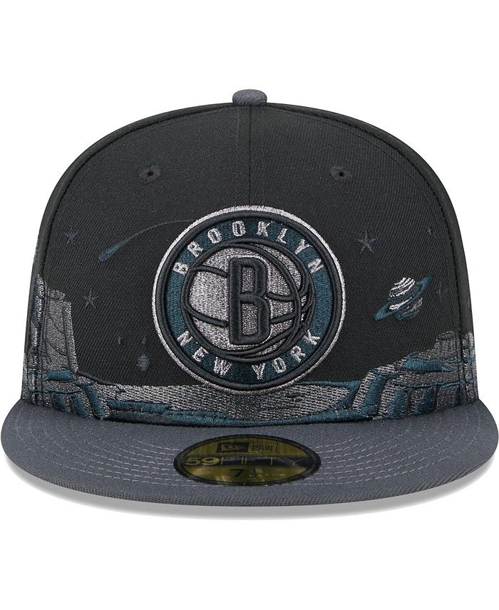 New Era Men's Black Brooklyn Nets Planetary Tonal 59Fifty Fitted Hat ...