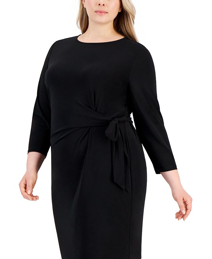 Kasper Plus Size Side-Tie Faux-Wrap Dress - Macy's