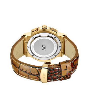 Jbw Men's Saxon Brown Leather Band Watch, 48mm - Macy's