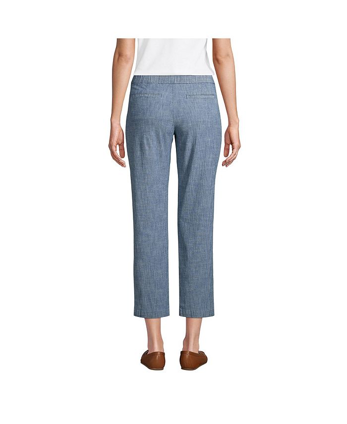 Lands' End Tall Tall Mid Rise Pull On Knockabout Chambray Crop Pants ...