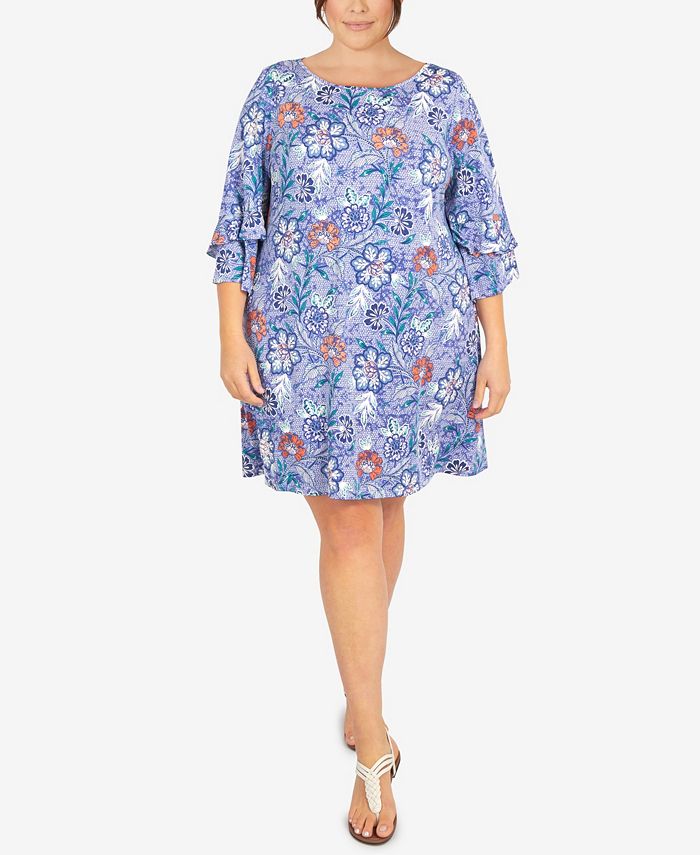 Ruby Rd. Plus Size Puff Floral Print Dress - Macy's