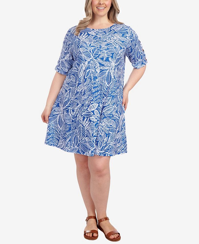 Ruby Rd. Plus Size Leaf Sketch Print Dress - Macy's