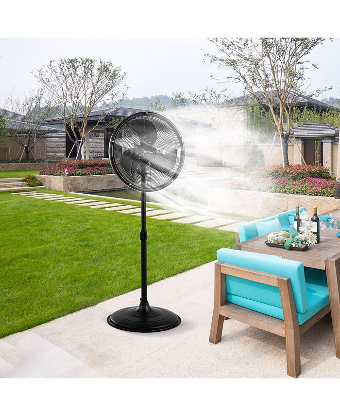 Costway 18'' Misting Fan 2100 CFM Outdoor Oscillating Cooling Pedestal ...