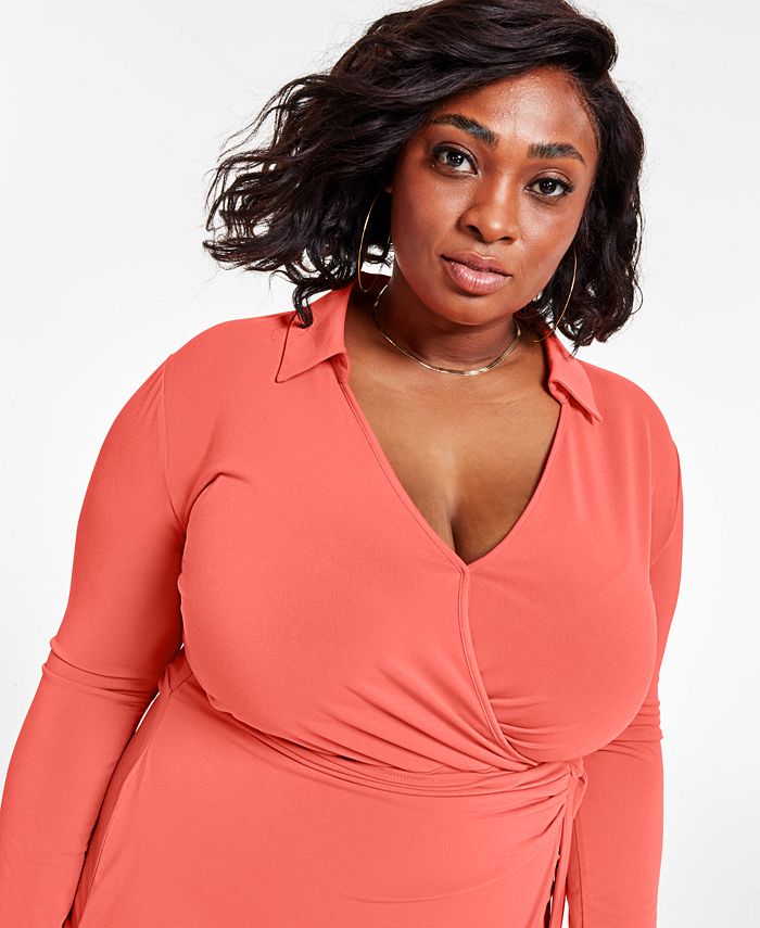 Nina Parker Trendy Plus Size Faux-Wrap Dress - Macy's