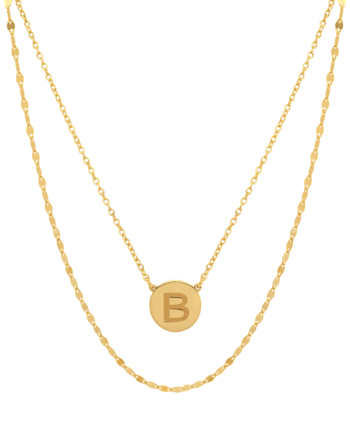 Click here for Initial Disc Layered Pendant Necklace in 18k Gold-... prices