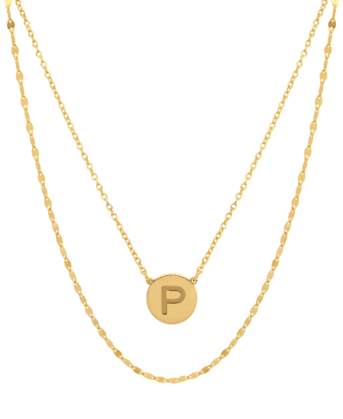 Click here for Initial Disc Layered Pendant Necklace in 18k Gold-... prices