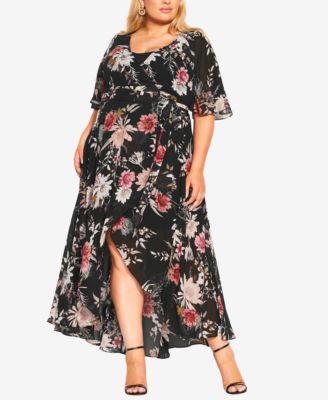 City Chic Trendy Plus Size Sweet Botanical Maxi Dress - Macy's
