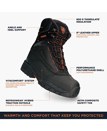 RefrigiWear Men's Polar Force Max Waterproof Insulated 8-Inch Leather ...