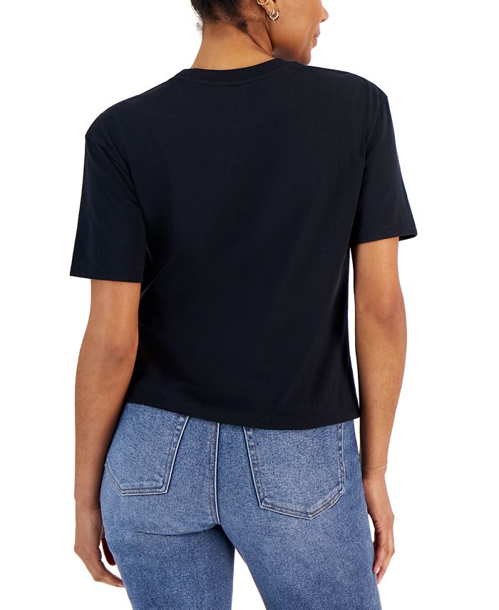 Rebellious One Juniors' Cropped Rose Short Sleeve T-Shirt - Macy's