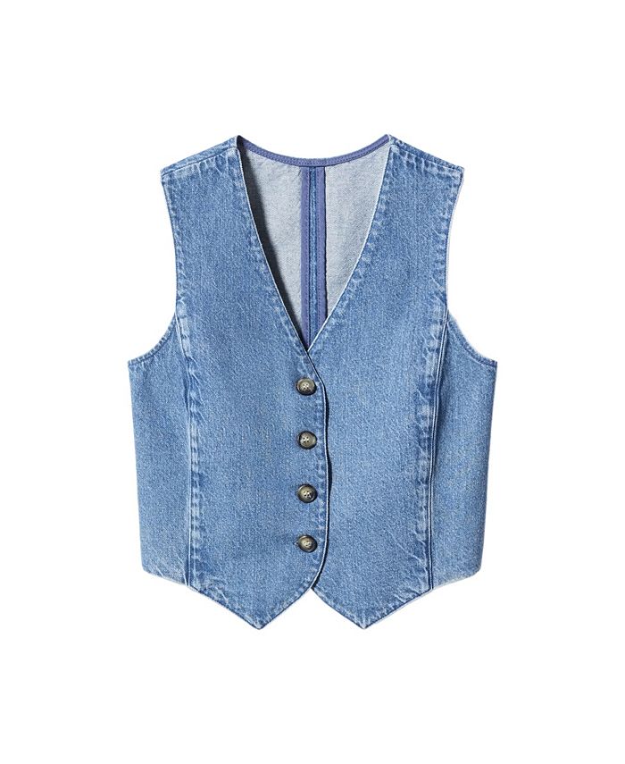 MANGO Women's Seamed Denim Vest - Macy's