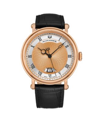 Alexander Men's Triumph Automatic Black Leather , Two-Tone Dial , 49mm ...