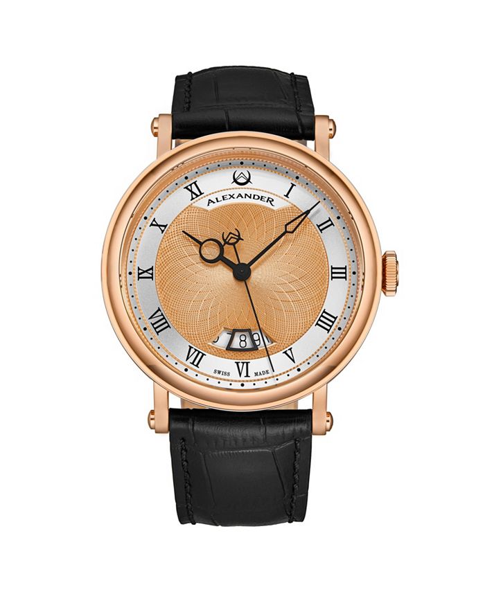 Alexander Men's Triumph Automatic Black Leather , Two-Tone Dial , 49mm ...