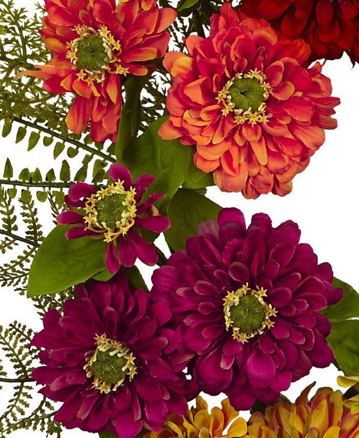 Nearly Natural Mixed Flower Wreath - Macy's