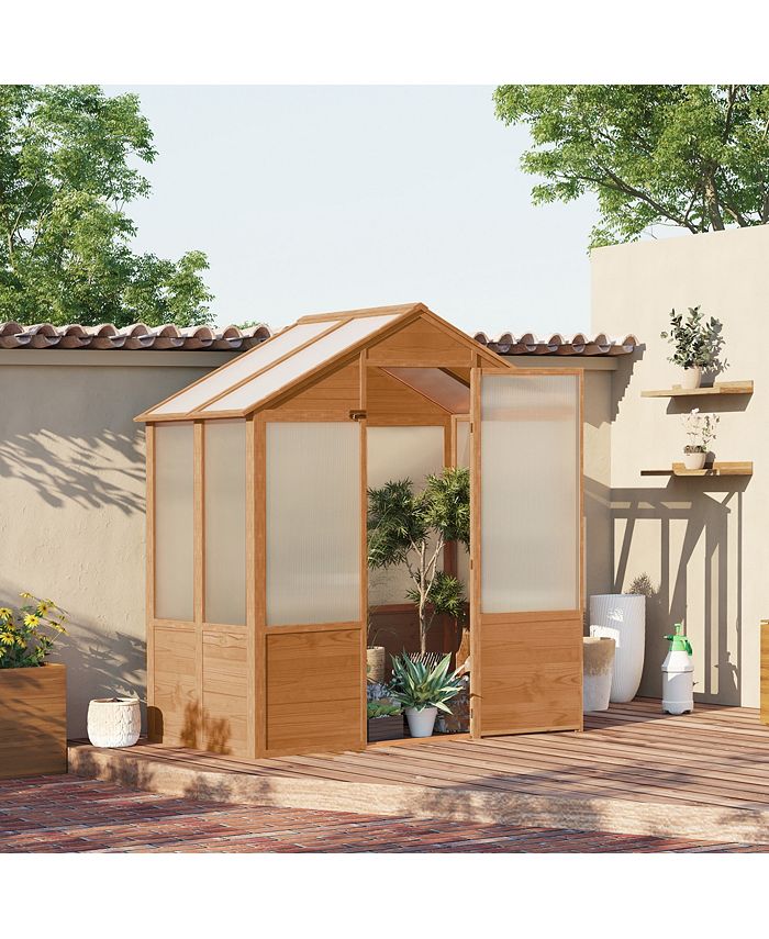 Outsunny 6' x 4' x 7' Polycarbonate Greenhouse, Walk-in Hot House Kit ...