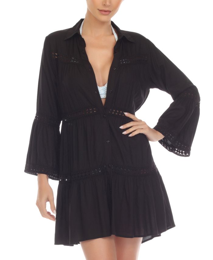 Raviya Women's Lace-Inset Button-Front Dress Cover-Up - Macy's