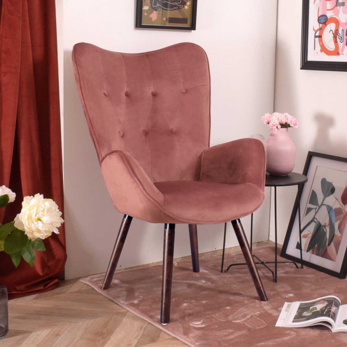 Simplie Fun Modern Wingback Accent Armchair Living Room Tufted Velvet ...