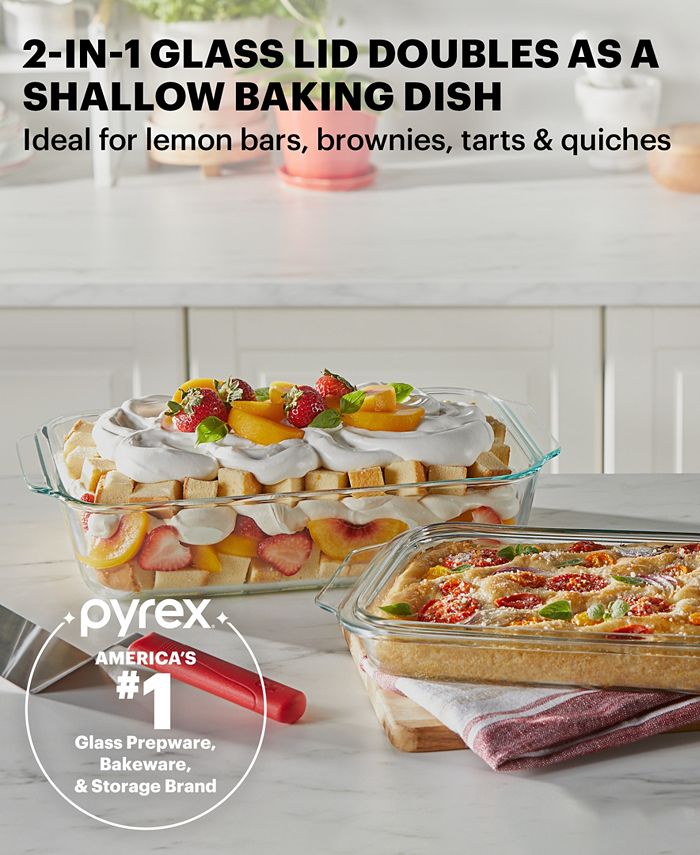 Pyrex Deep 9" x 13" 2 in 1 Glass Baking Dish with Glass Lid, Set of 2 ...