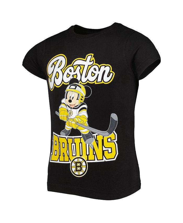 Outerstuff Big Girls Black Boston Bruins Mickey Mouse Go Team Go T ...