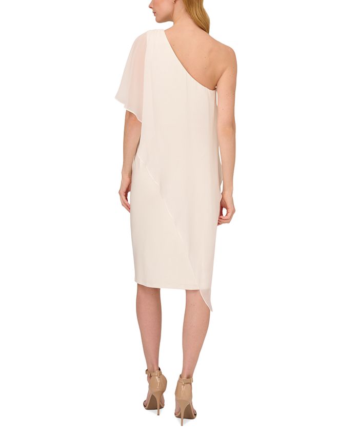 Adrianna Papell Women's One-Shoulder Cape-Overlay Dress - Macy's