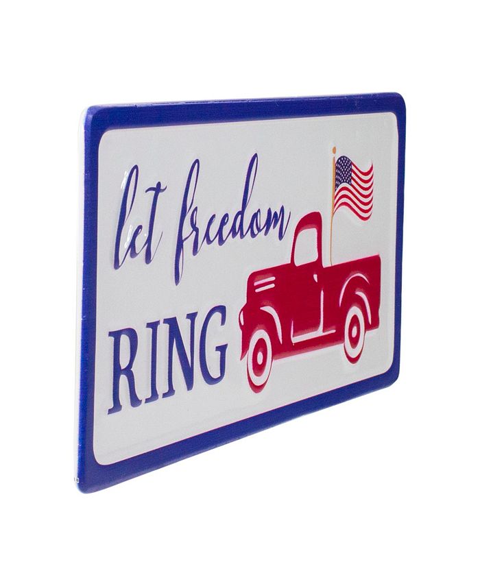 Northlight 12" Metal Patriotic "Let Freedom RING" Sign with A Flag Wall ...
