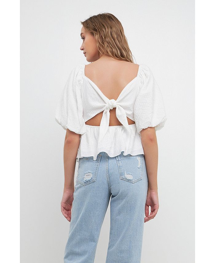 Free the Roses Women's Textured Back Tied Top - Macy's