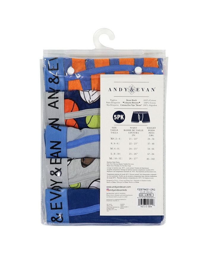 Andy & Evan Toddler/Child Boys Five Pack Boxer Briefs Underwear - Macy's