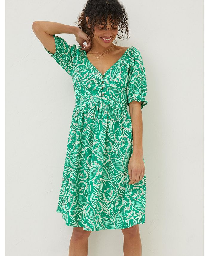 FatFace Women's Women's Aideen Linen Blend Leaf Dress - Macy's