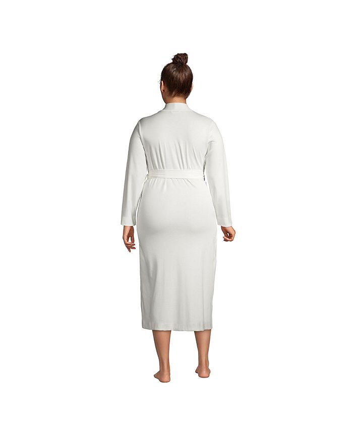 Lands' End Plus Size Supima Cotton Long Robe - Macy's