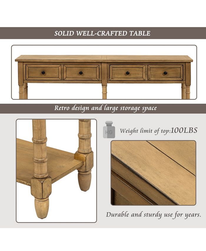 Simplie Fun Console Table Sofa Table Easy Assembly With Two Storage ...