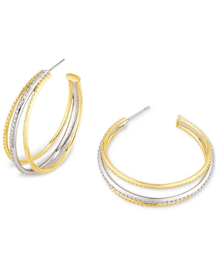 Kendra Scott Rhodium-Plated & 14k Gold-Plated Medium Triple-Row Hoop ...