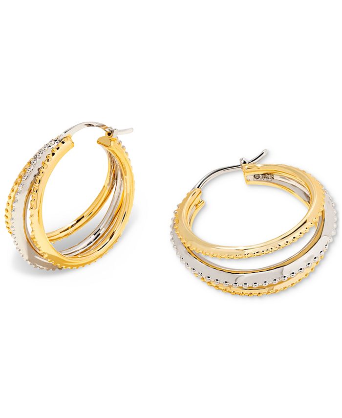 Kendra Scott Rhodium-Plated & 14k Gold-Plated Small Triple-Row Hoop ...