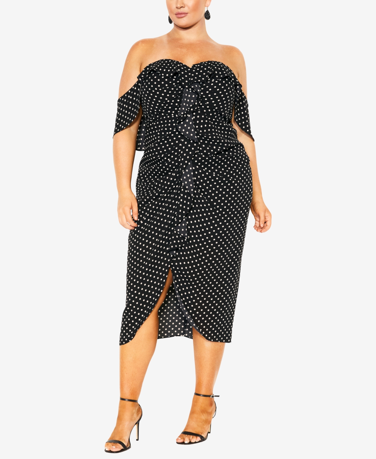 Click here for City Chic Womens Gina Spot Dress - Black Polka Dot prices