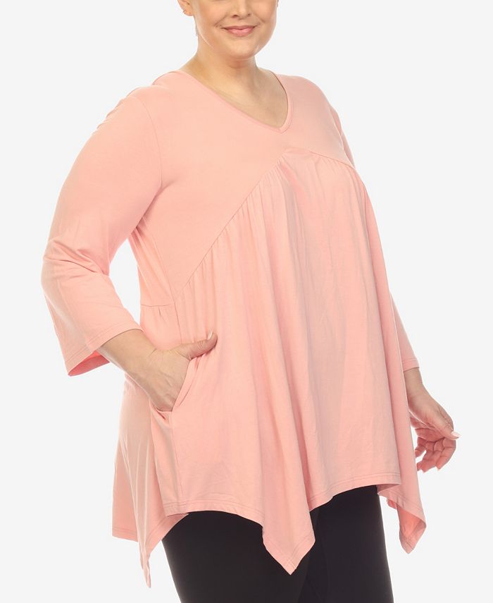 White Mark Plus Size Empire Cut V-neck Tunic Top - Macy's